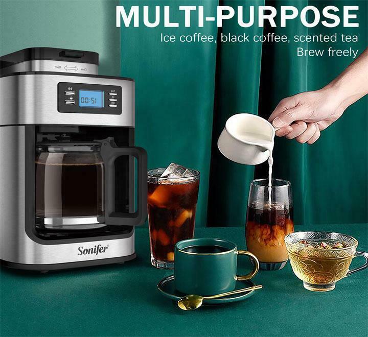 SONIFER SF-3541- 2in 1 Drip Coffee Maker 1050W 1.2L capacity » Bronze ...